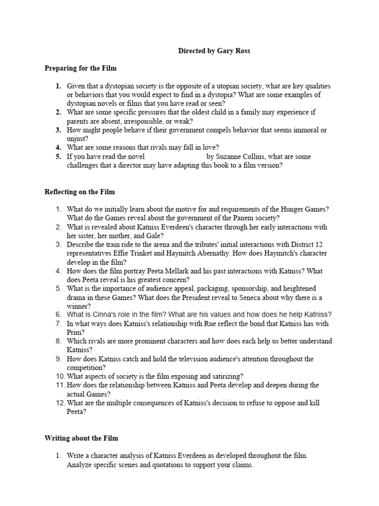 The Hunger Games questions | PDF