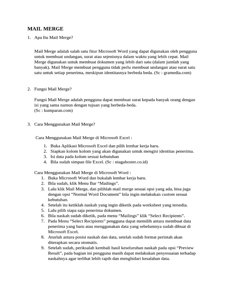 Latihan 6 - Mail Merge | PDF