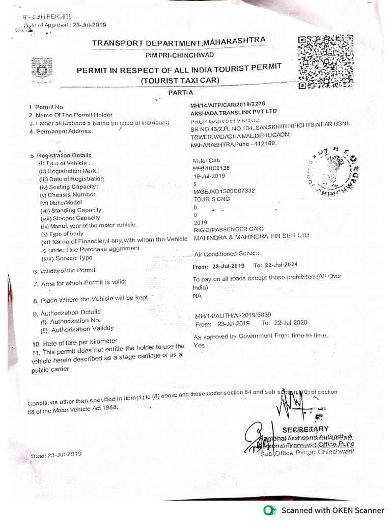 Tourist Permit | PDF