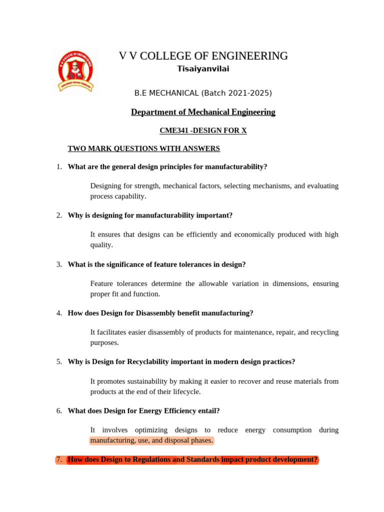 6.DFX Two Mark Questions and Answers | PDF