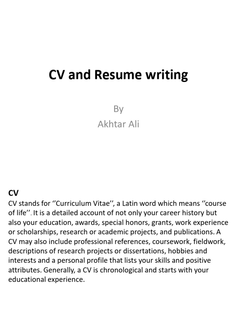 CV and Resume writing | PDF
