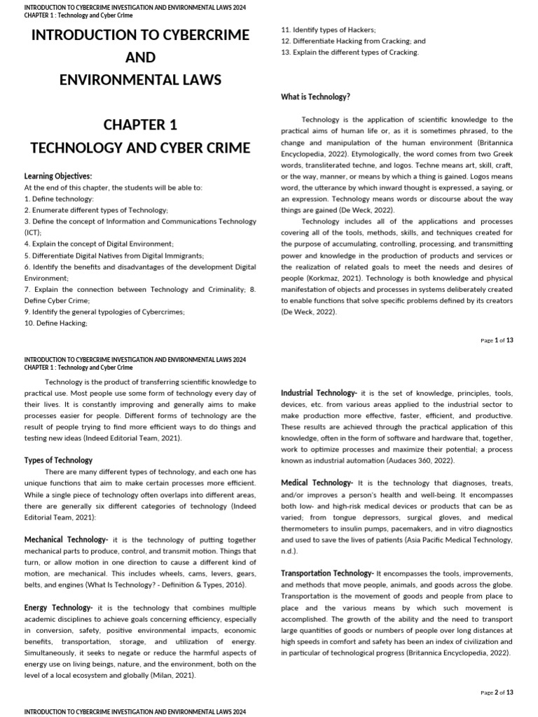 Chapter 1-2024 - Introduction To Cybercrime Investigation and ...