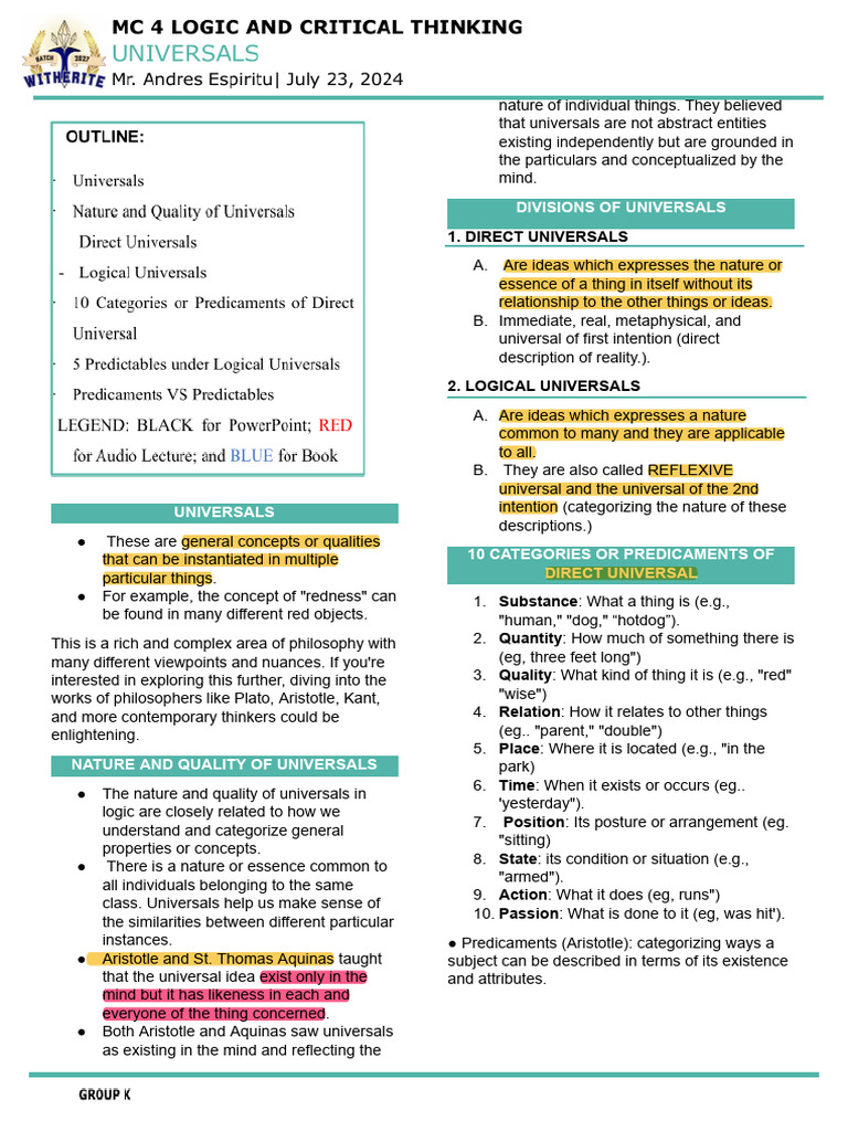MC4 Logic and Critical Thinking | PDF