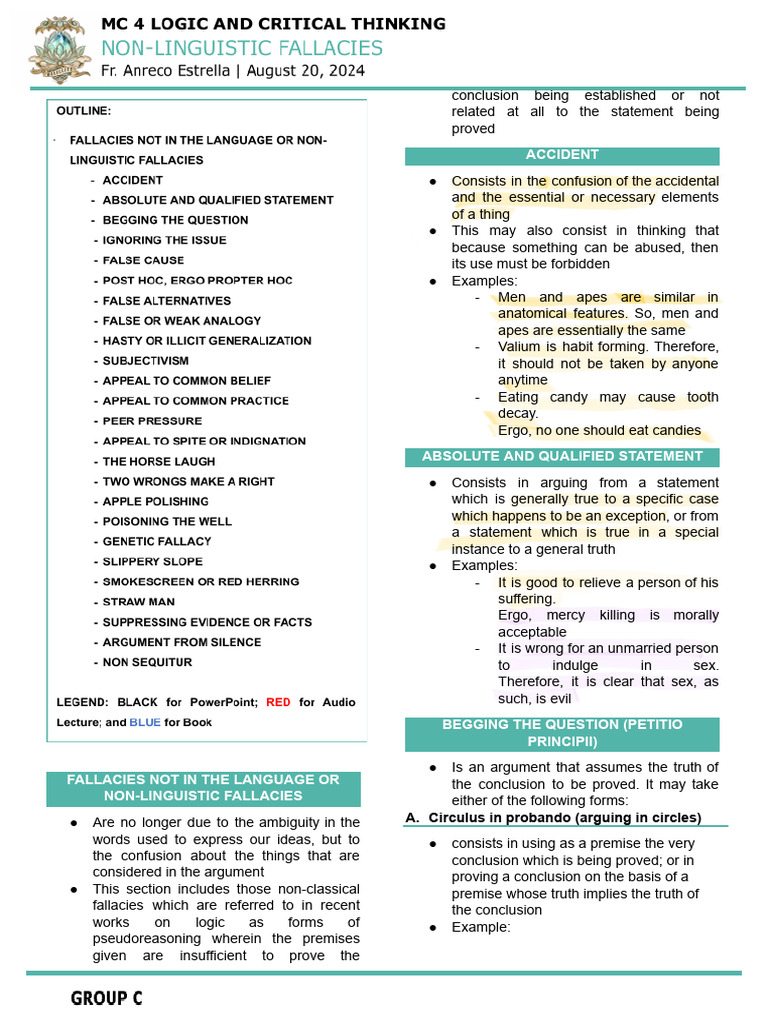 Non Linguistic Fallacies - MC4 | PDF