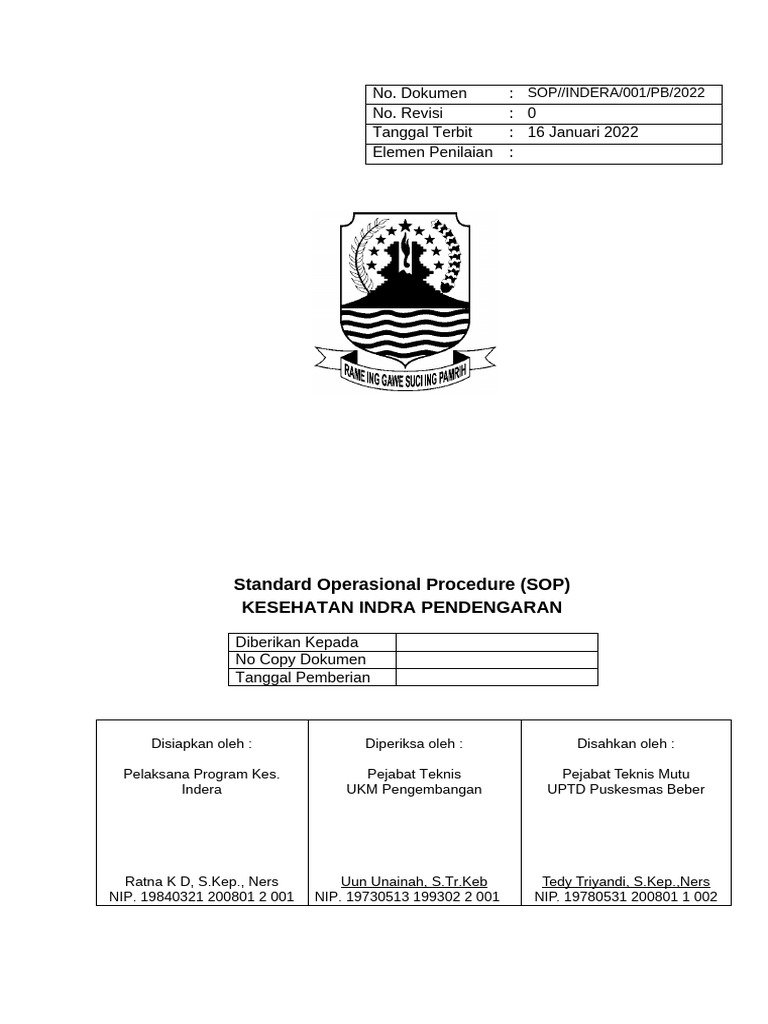 Sop Indera Pendengaran Penglihatan Bener | PDF