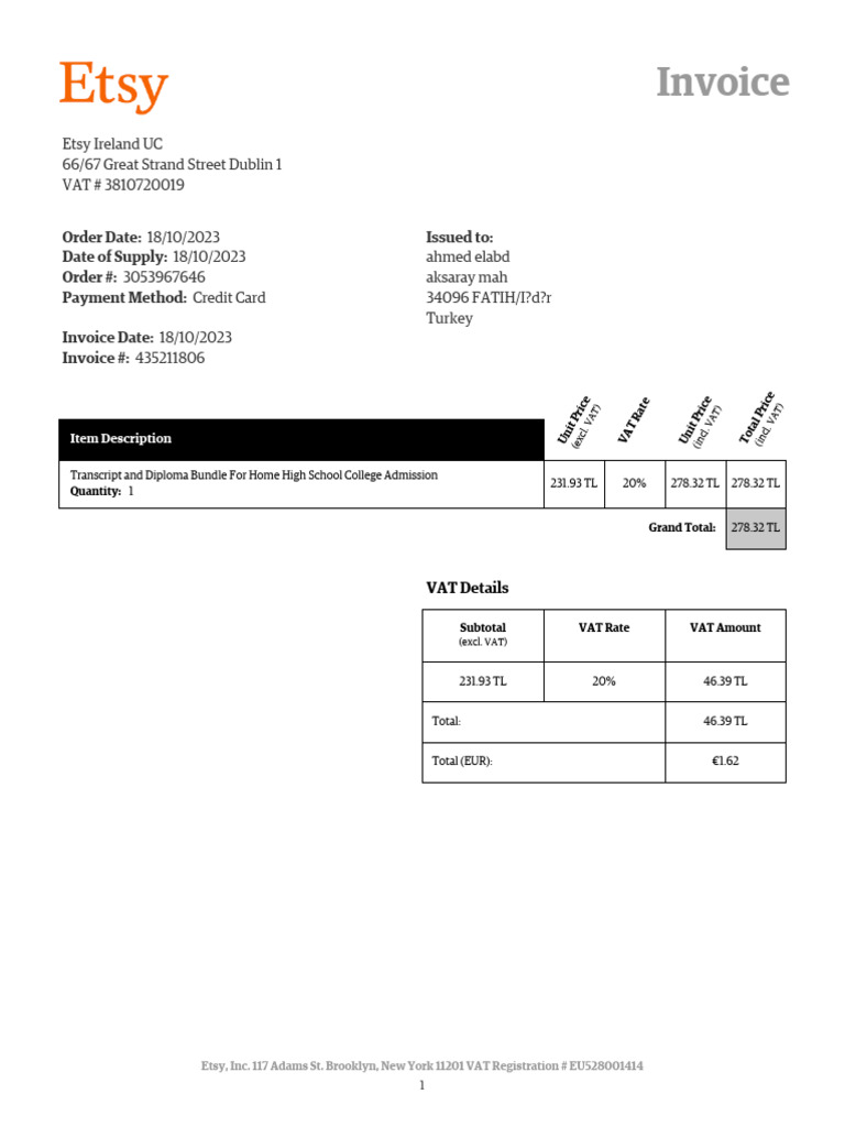 Vat Invoice 3053967646 | PDF