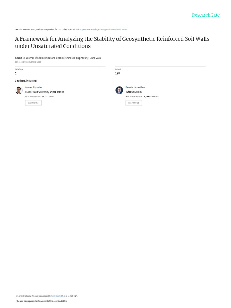 Rajabian Et Al 2024 Unsat Framework Grs Walls Jgge | PDF