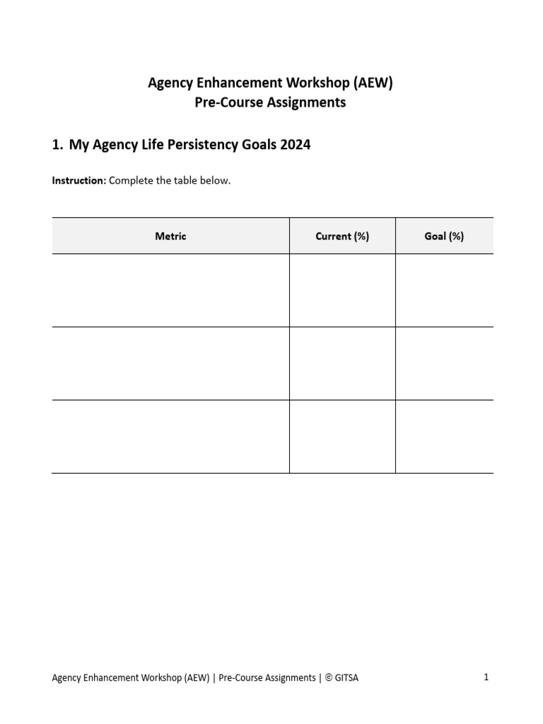 AEW Pre-Workshop Assignments | PDF