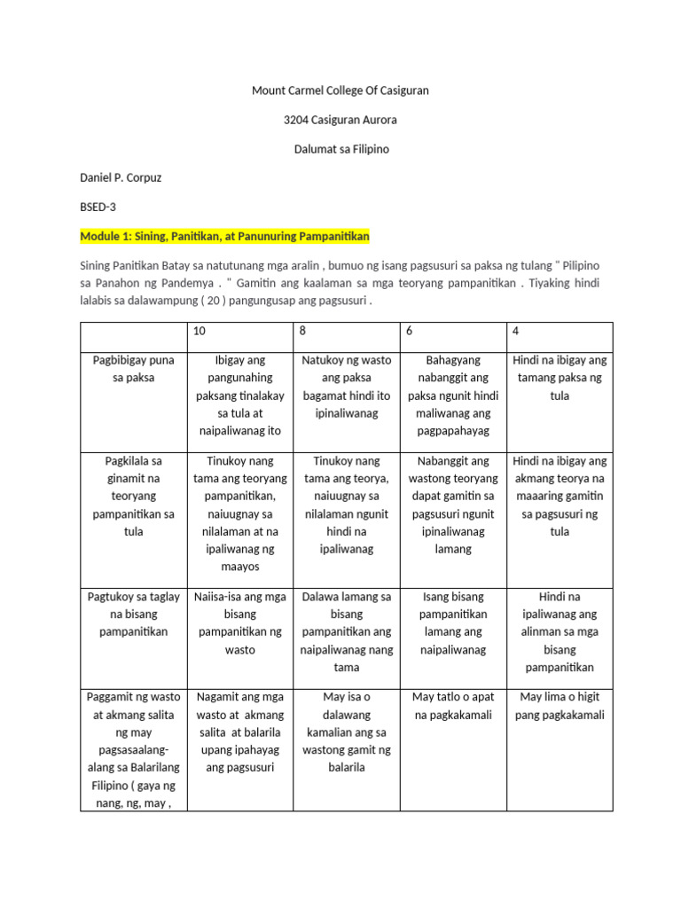 Ben Morado - Dalumat Module 1,2,3 | PDF