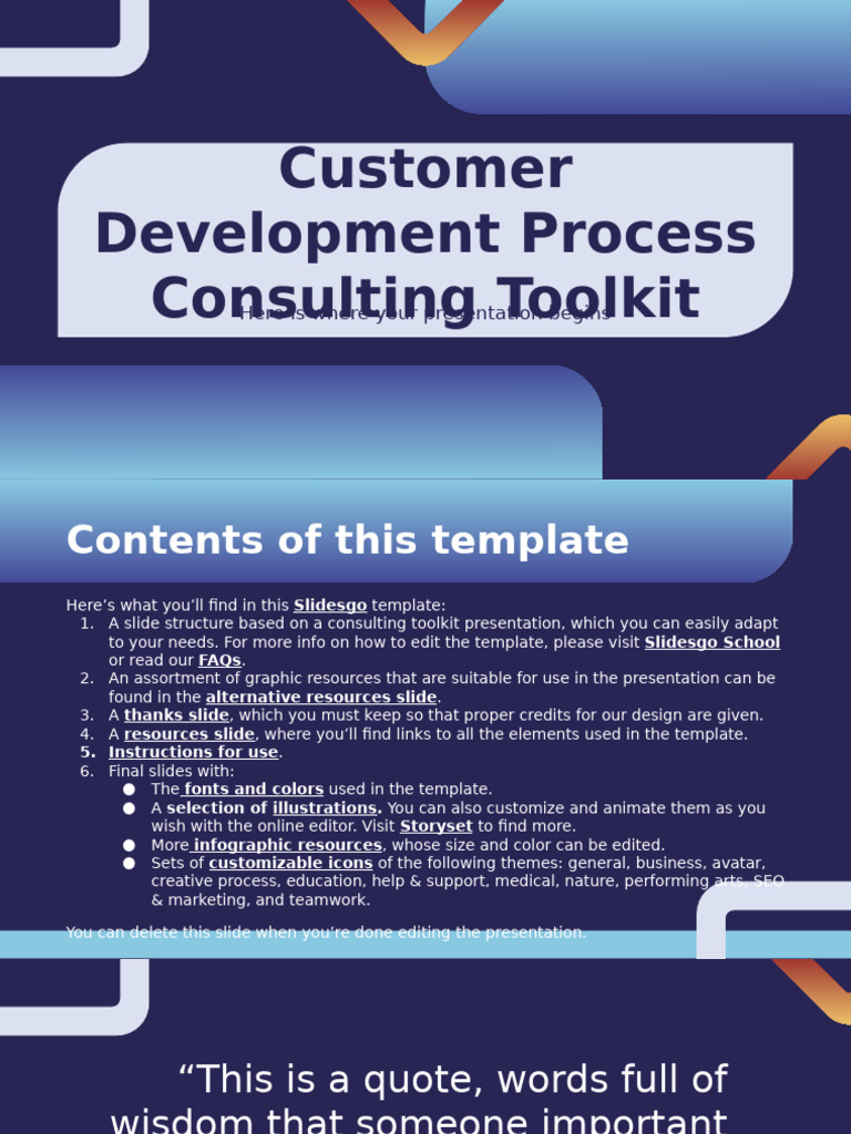 Customer Development Process Consulting Toolkit by Slidesgo | PDF