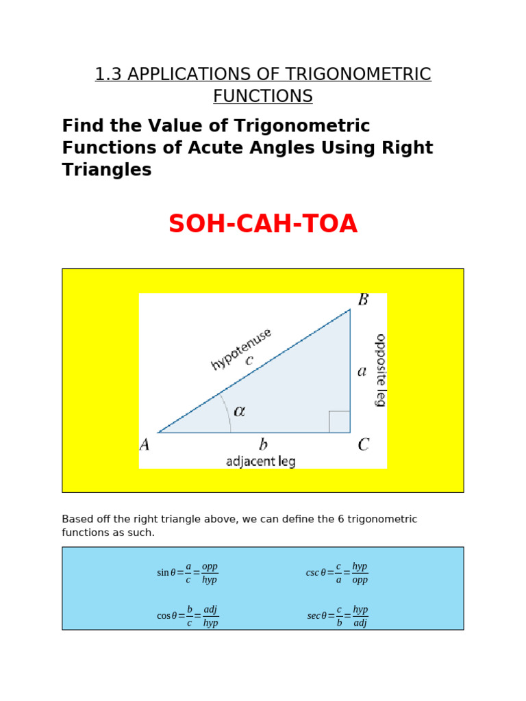 1 3 Applications Of Trigonometric Functions Pdf