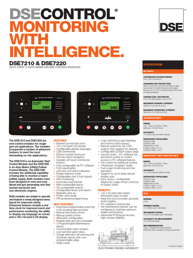 DSE 7210 20 Data Sheet | PDF