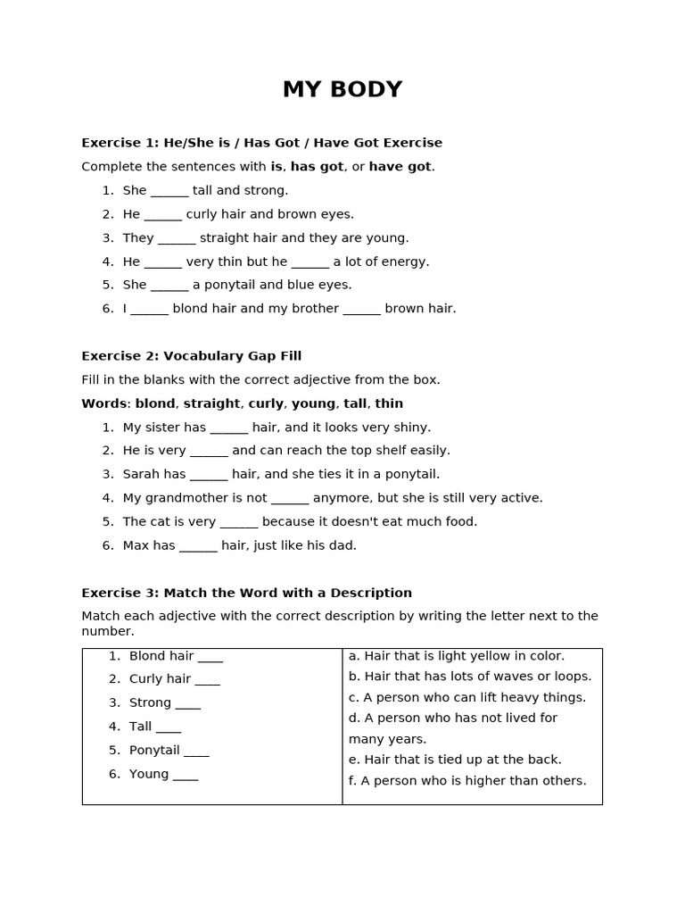 My Body, Young Explorers, Unit 1, My Body | PDF