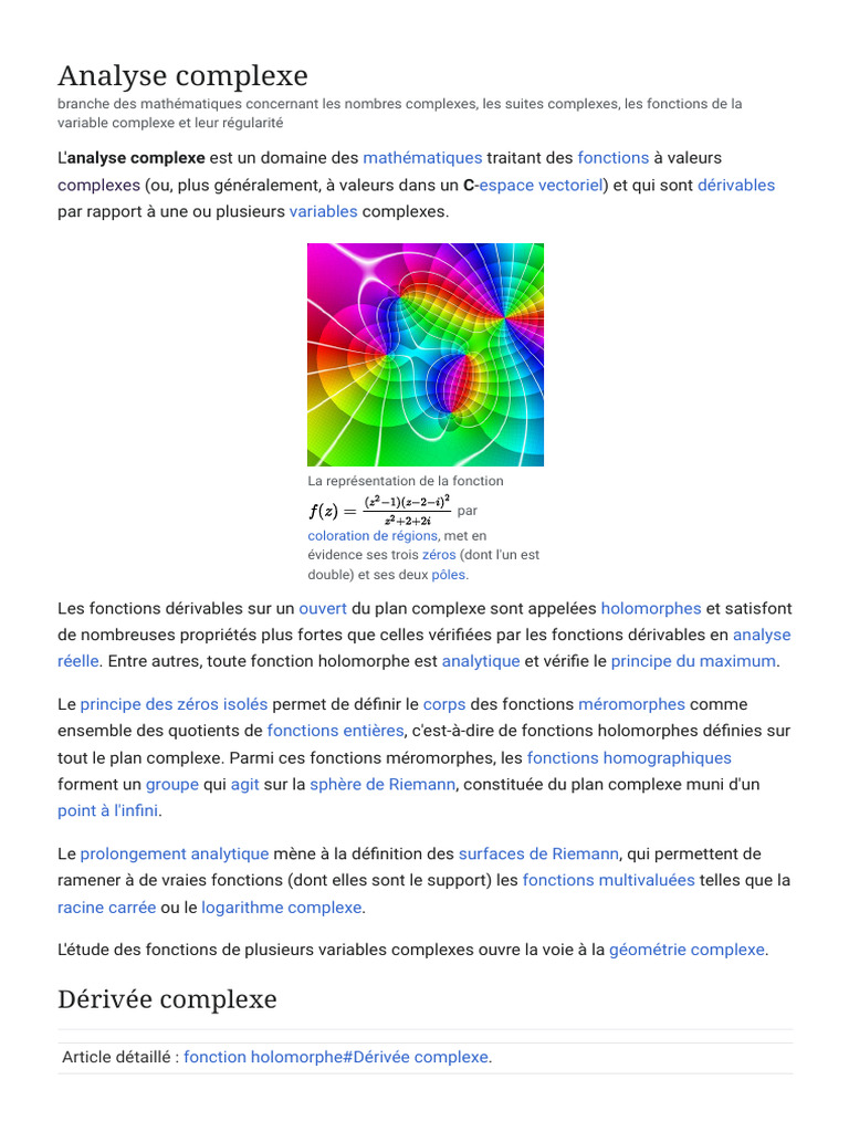 Analyse complexe — Wikipédia | PDF