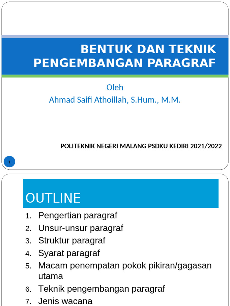 Pertemuan Ke 9 Paragraf Bentuk Dan Teknik Pengembangan | PDF