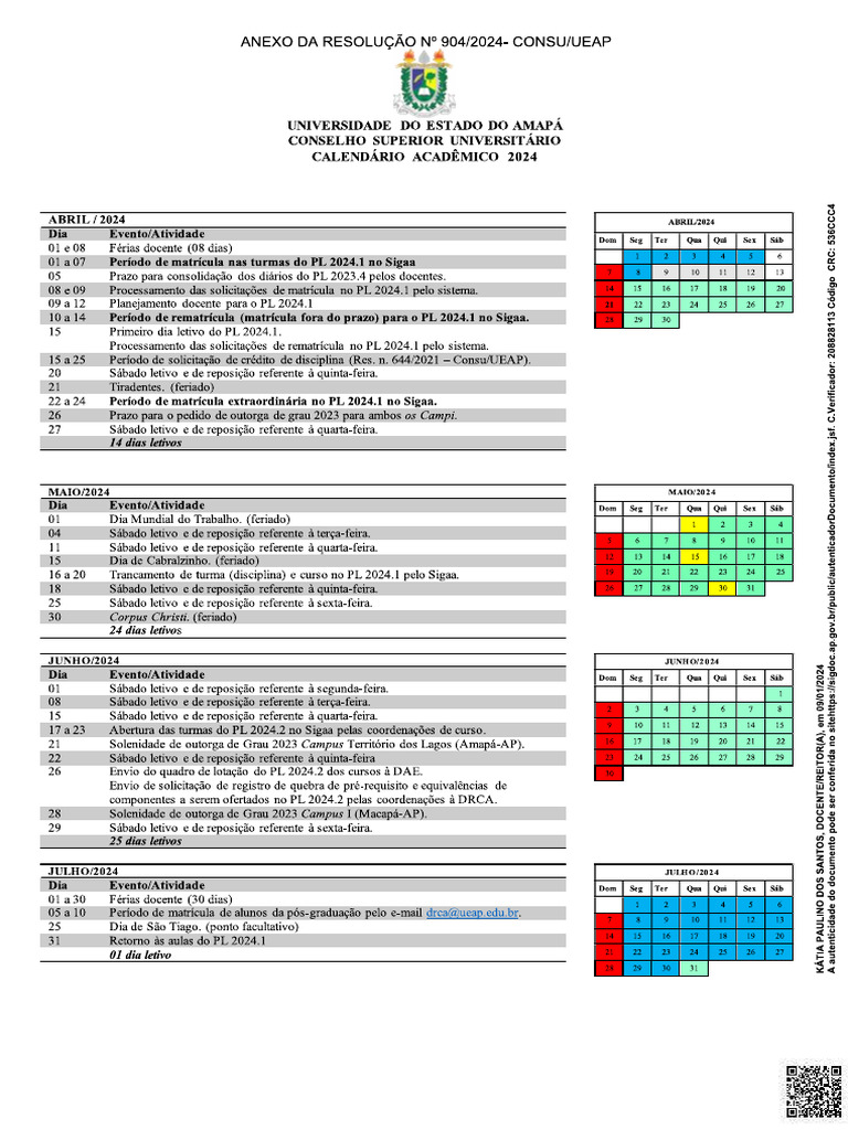 calendário Ueap 2024 | PDF