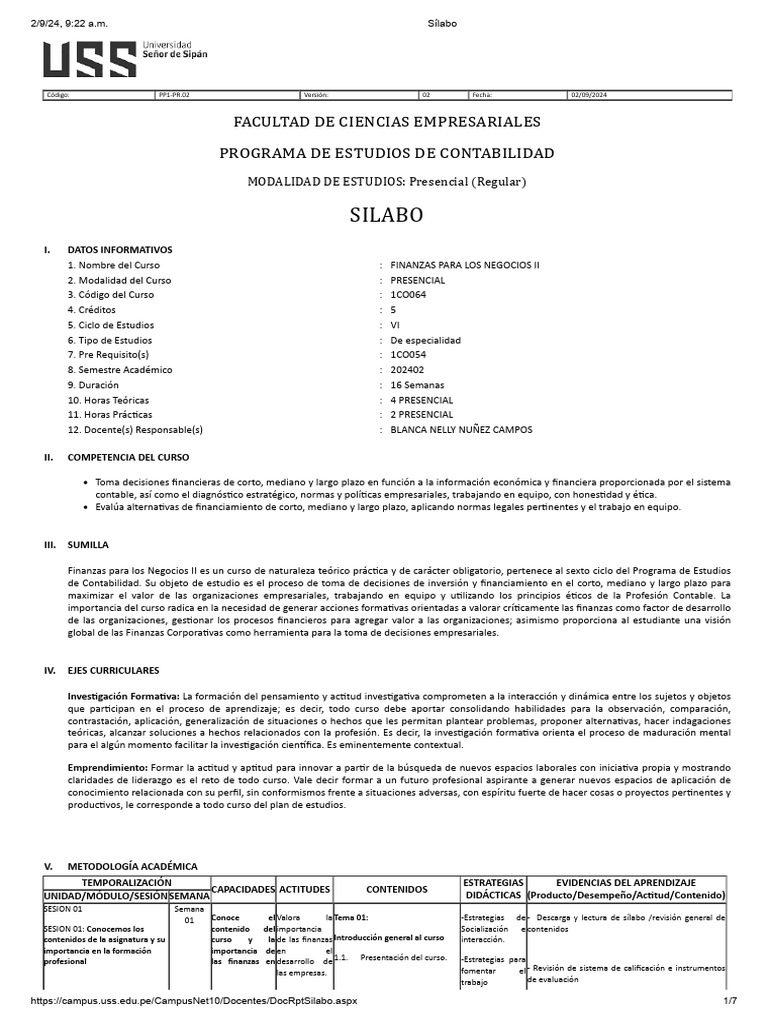 SILABO NORMATIVIDAD CONTABLE | PDF