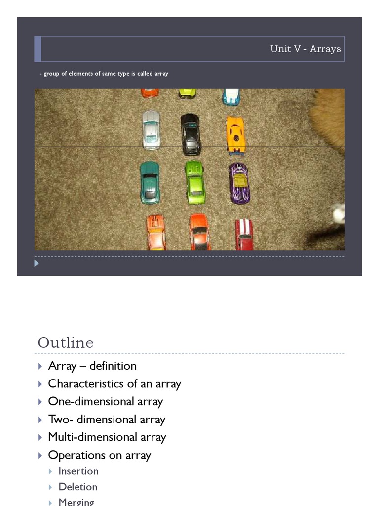 Unit V - Arrays: - Group of Elements of Same Type Is Called Array | PDF | Array Data Structure ...