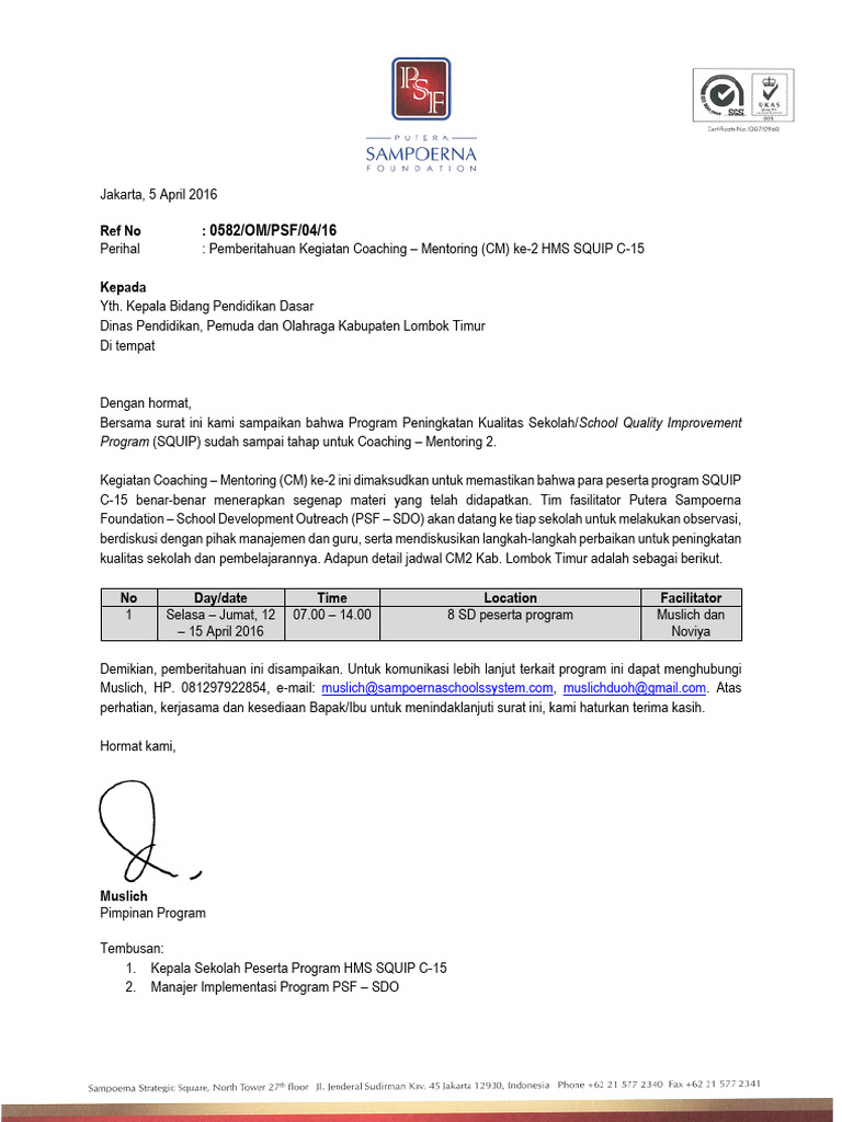 0582 - Pemberitahuan CM2 SQUIP C15 Lotim - 2 | PDF