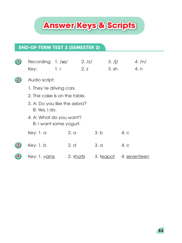 Answer Keys _ Scripts - END-OF-TERM TEST 3 (SEMESTER 2) | PDF