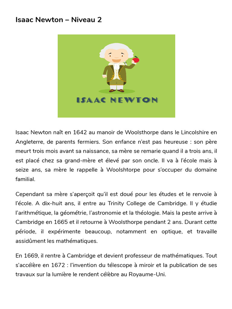 (Documentaire) Isaac Newton - 2 - Rallye Lecture en Ligne | PDF