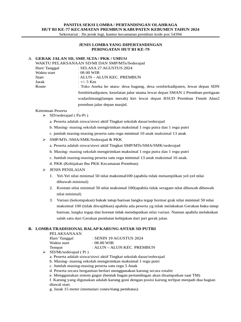 Juknis Kegiatan Sie Lomba Revisi | PDF