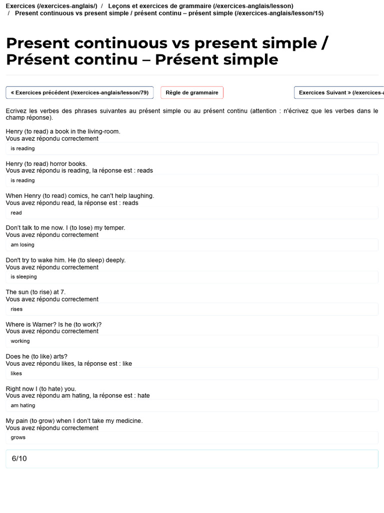 exo present continuous vs present simple | PDF