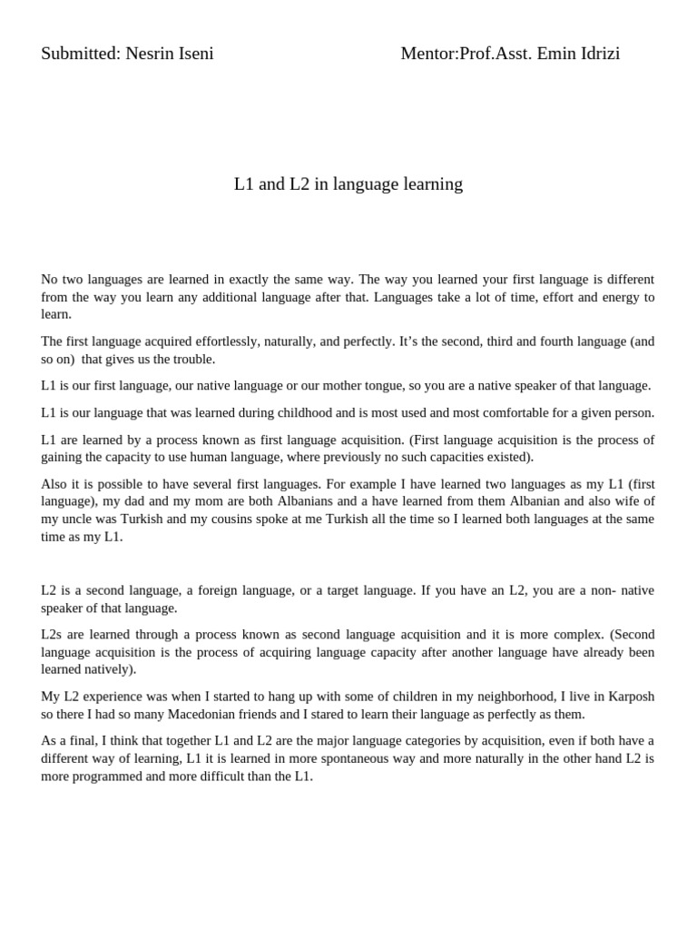 Submitted: Nesrin Iseni Mentor:Prof - Asst. Emin Idrizi | PDF