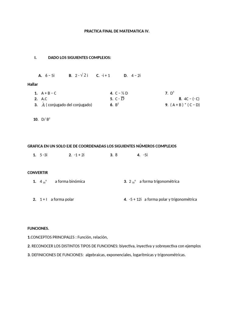 Practica Final de Matematica Iv | PDF