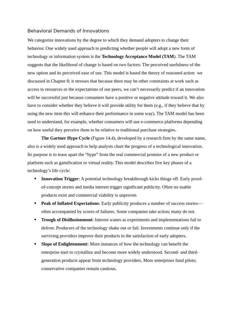Behavioral Demands of Innovations Vs What Determines IF An Innovation Will Diffuse | PDF