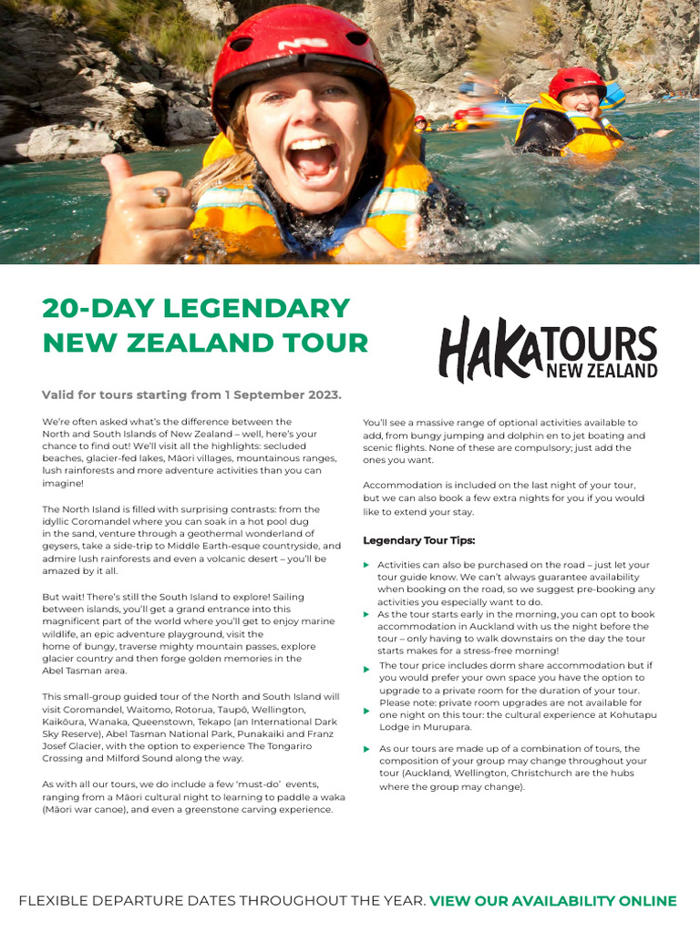 Haka Tours Adventure 20 Day Legendary NZ Tour | PDF
