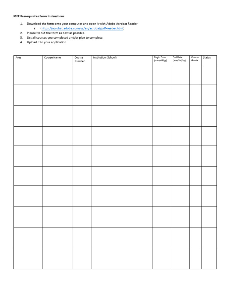 App Prereq Form | PDF | Computers