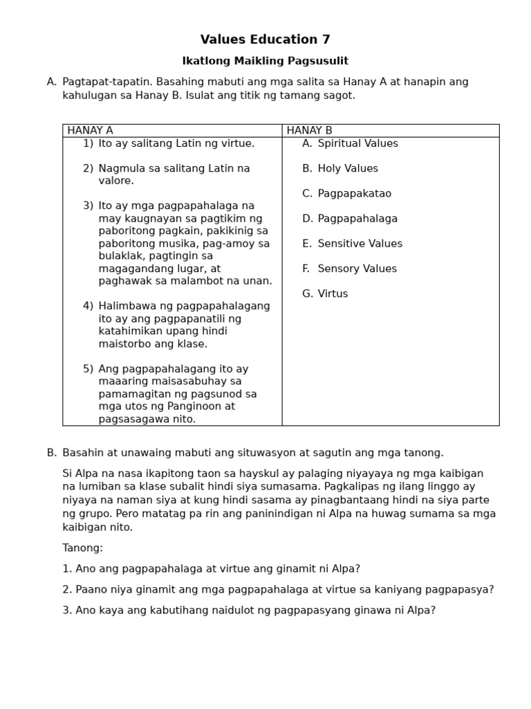 Day 5 Maikling Pagsusulit | PDF