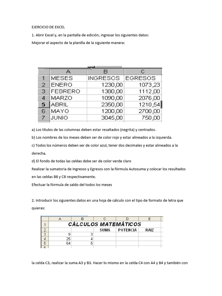 EJERCICIO DE EXCEL | PDF