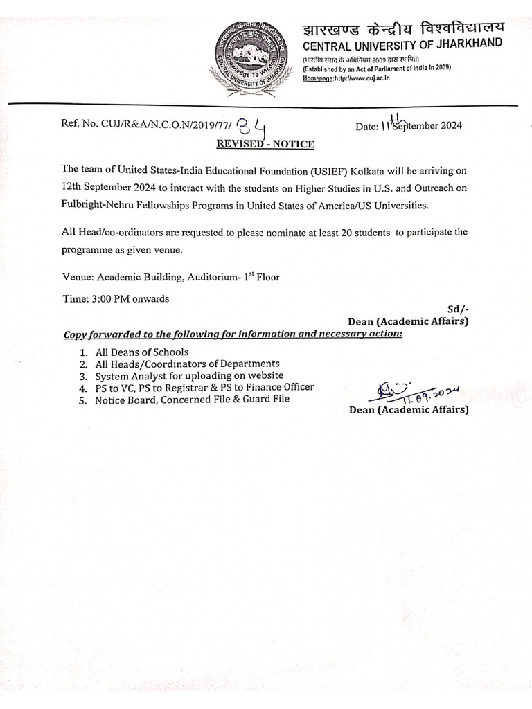 revised notice for interact with the students | PDF