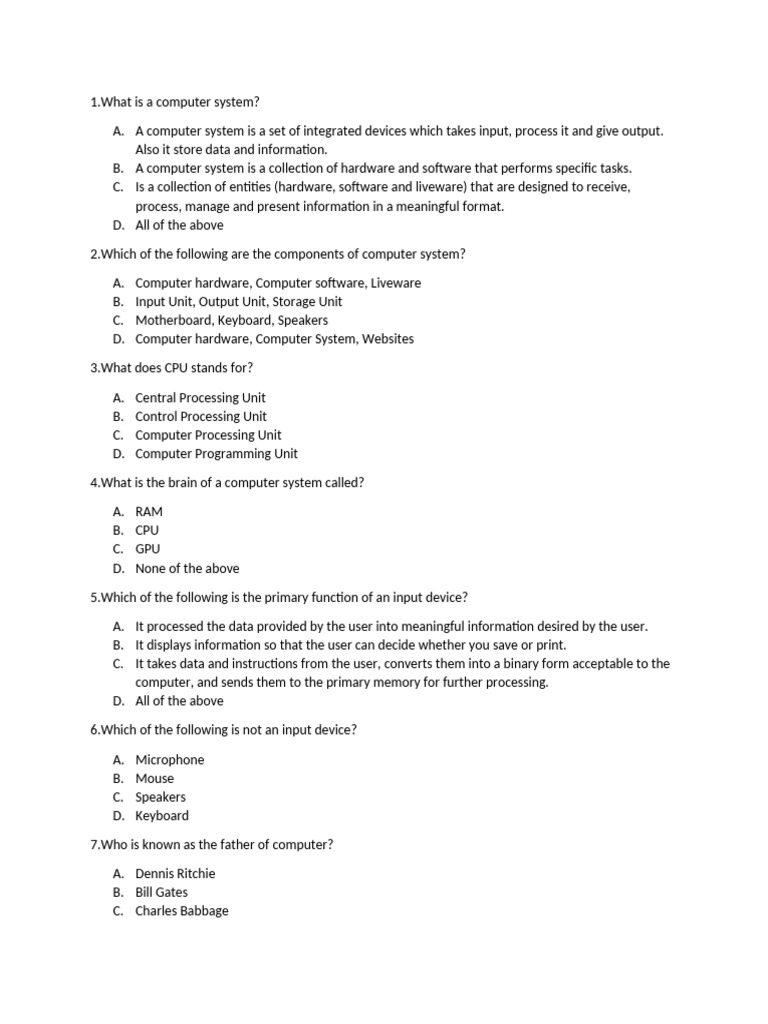 Ict Questions Pdf