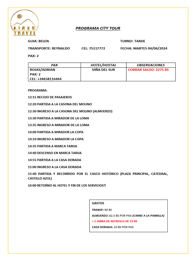 City Tour Mar4 | PDF