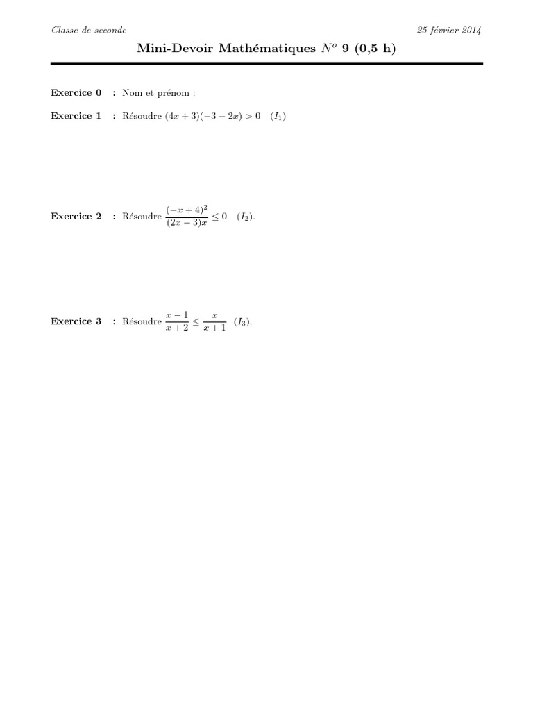 Devoir Surveille Seconde Maths 2 | PDF