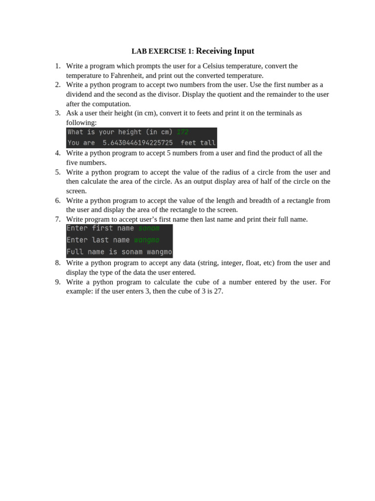 Lab Exercise 1 | PDF