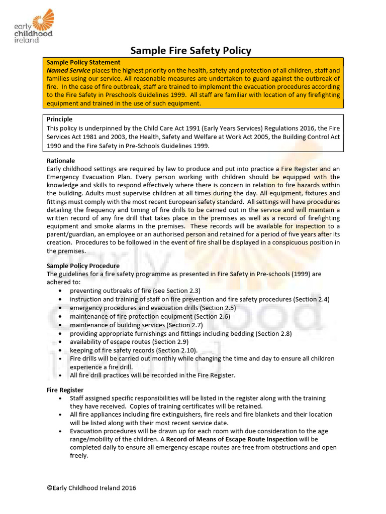 Sample Fire-Safety-Policy | PDF