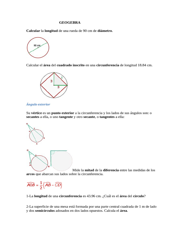 Ejercicios de Geogebra | PDF