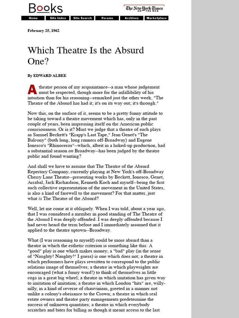 Which Theater Is The Absurd One | PDF