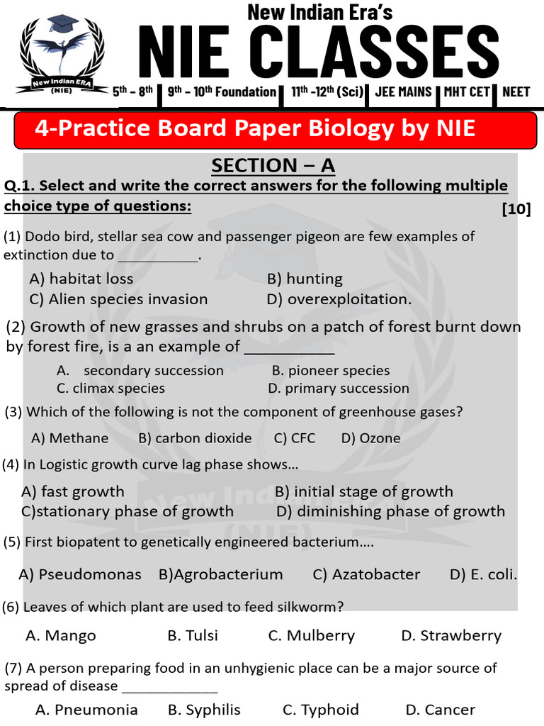 Biology Paper-4 | PDF