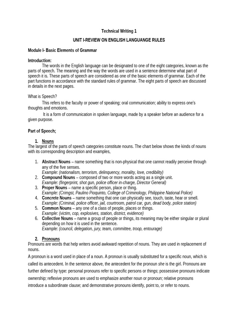 Technical Writing 1 Prelim Module For Students | PDF | Verb | Grammatical Tense