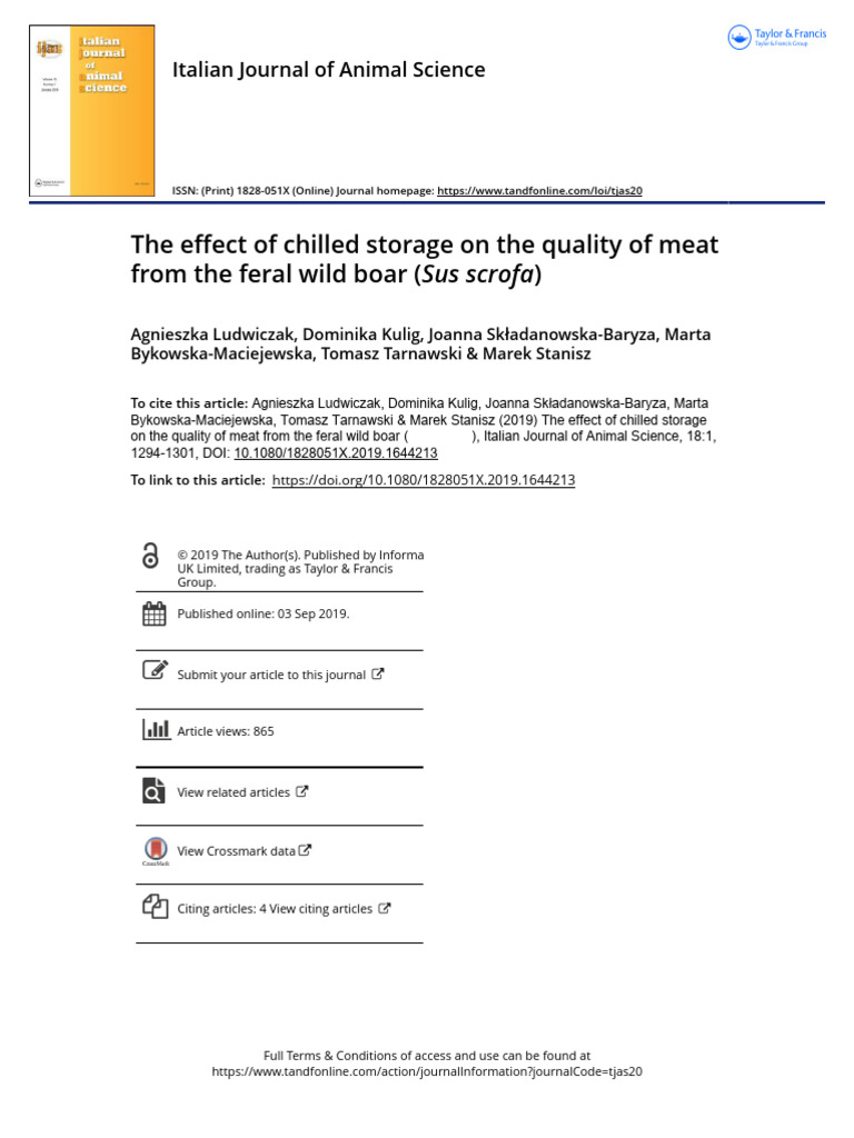 The Effect of Chilled Storage On The Quality of Meat From The Feral ...