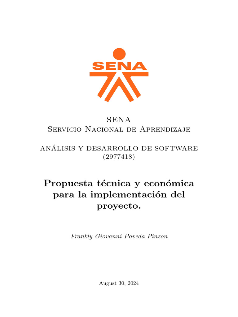 Evidencias GA2 220501094 AA3 EV02 Propuesta Técnica y Económica para La Implementación Del ...
