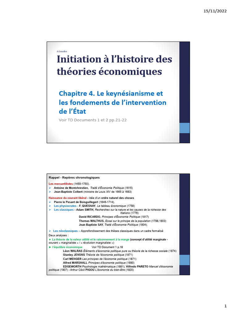 Initiation L Histoire Des TH Ories Conomiques Chap 4 Keynes V2 | PDF