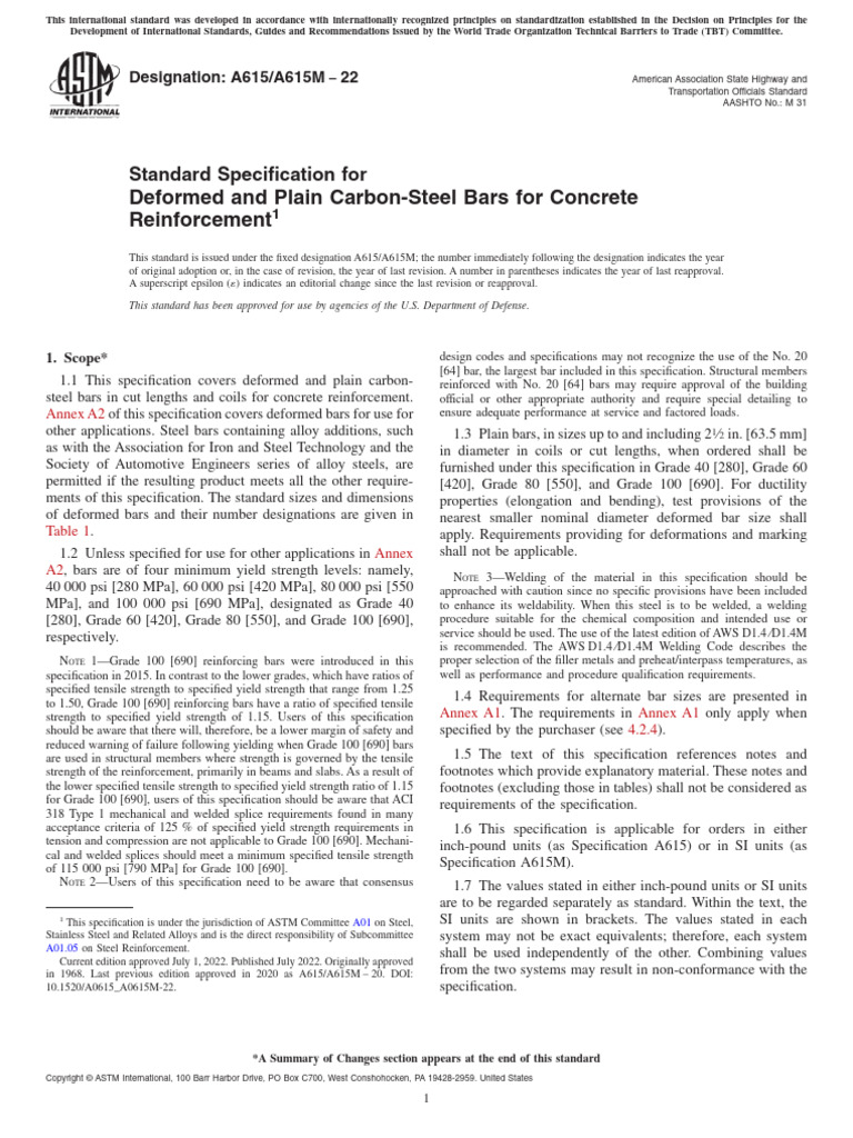 Astm A615-22 | PDF