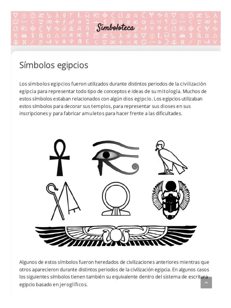 Símbolos Egipcios (Origen y Significado) | PDF