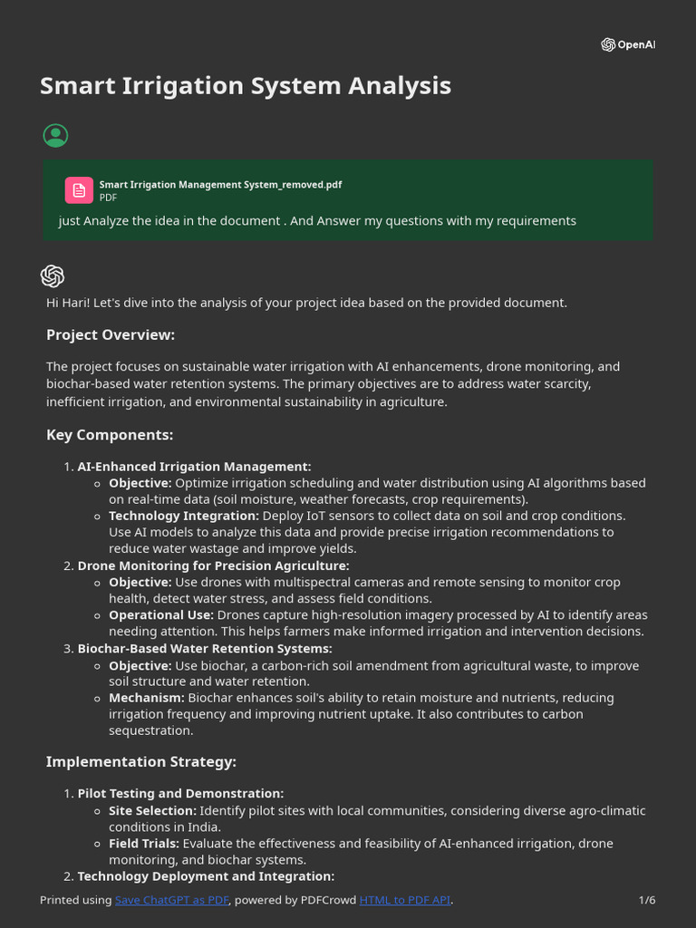 Smart Irrigation System Analysis | PDF